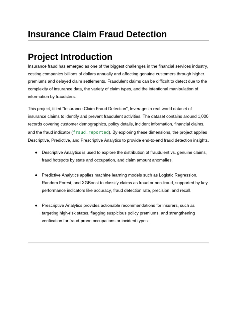 Insurance Claim Fraud Detection Insights | PDF | Analytics | Predictive ...