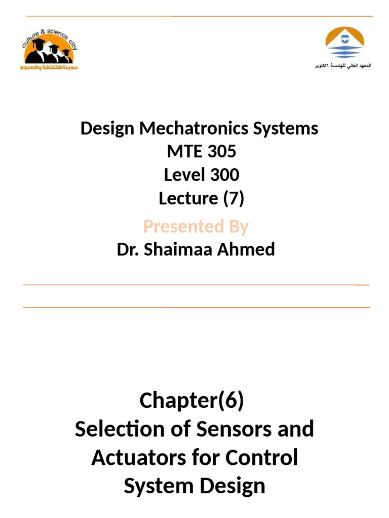 Lecture_7 Design of Mechatronic systems | PDF | Electric Motor ...