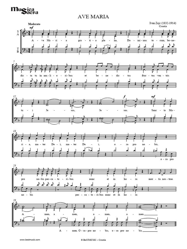 Ave Maria (SATB)-Ivan Zajc | PDF