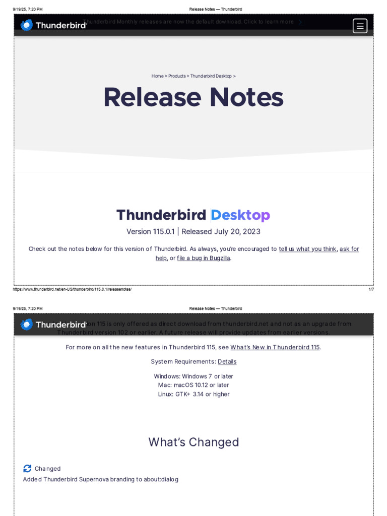 Release Notes - Thunderbird | PDF | Microsoft Windows | Operating ...