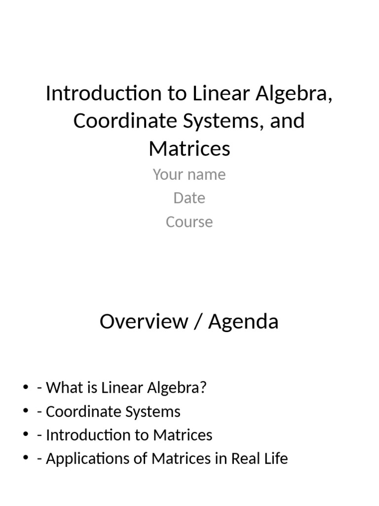 Linear Algebra Presentation | PDF