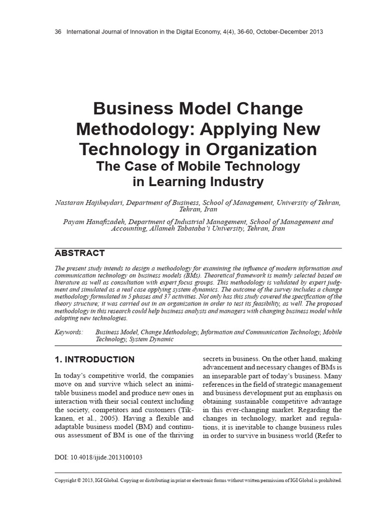 Business Model Change Methodology | PDF | Business Model | Methodology