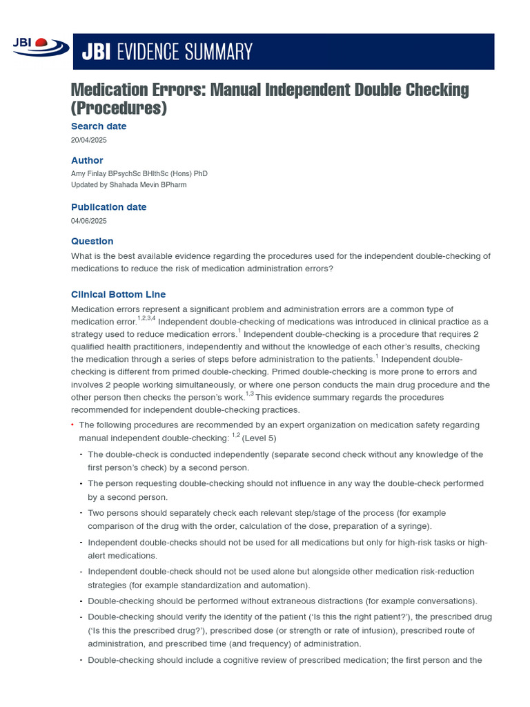 Independent Double-Checking in Medications | PDF | Intravenous Therapy ...
