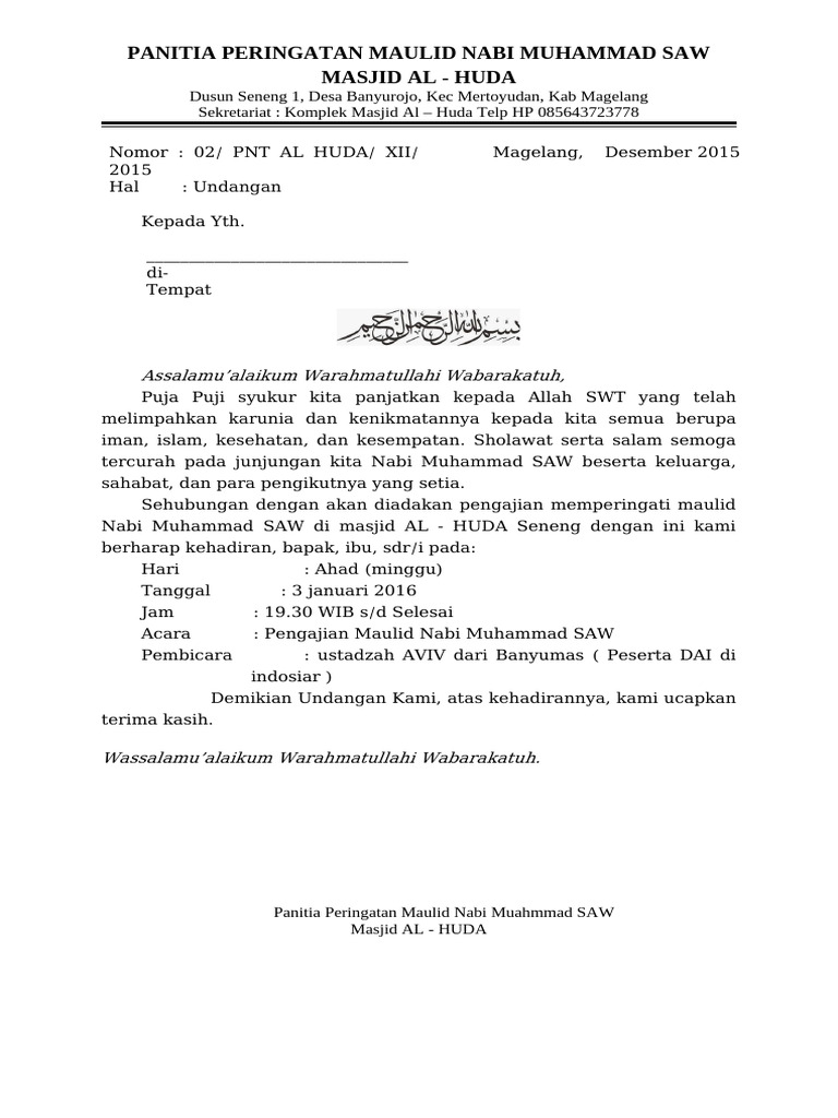Undangan Maulid Nabi | PDF