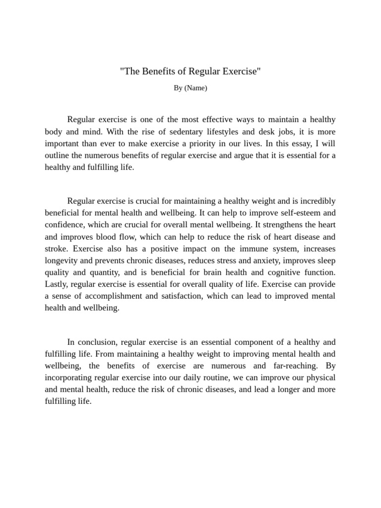 Short (Persuasion) Essay - The Benefits of Regular Exercise | PDF