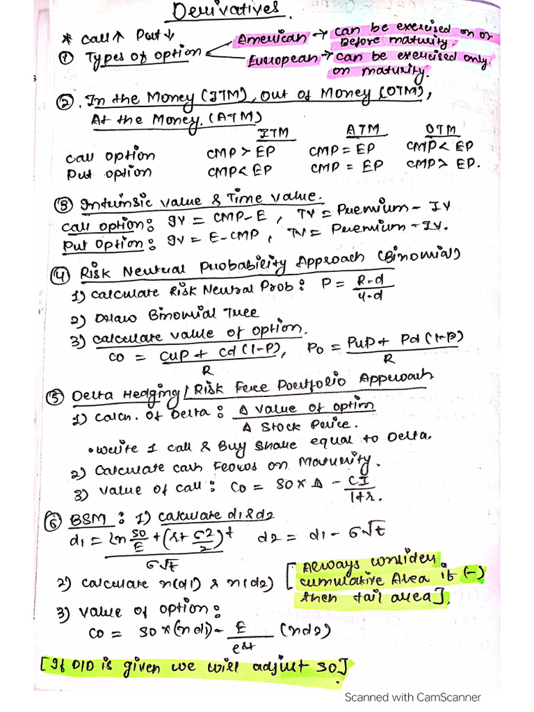 Derivatives Handwritten LDR Notes | PDF