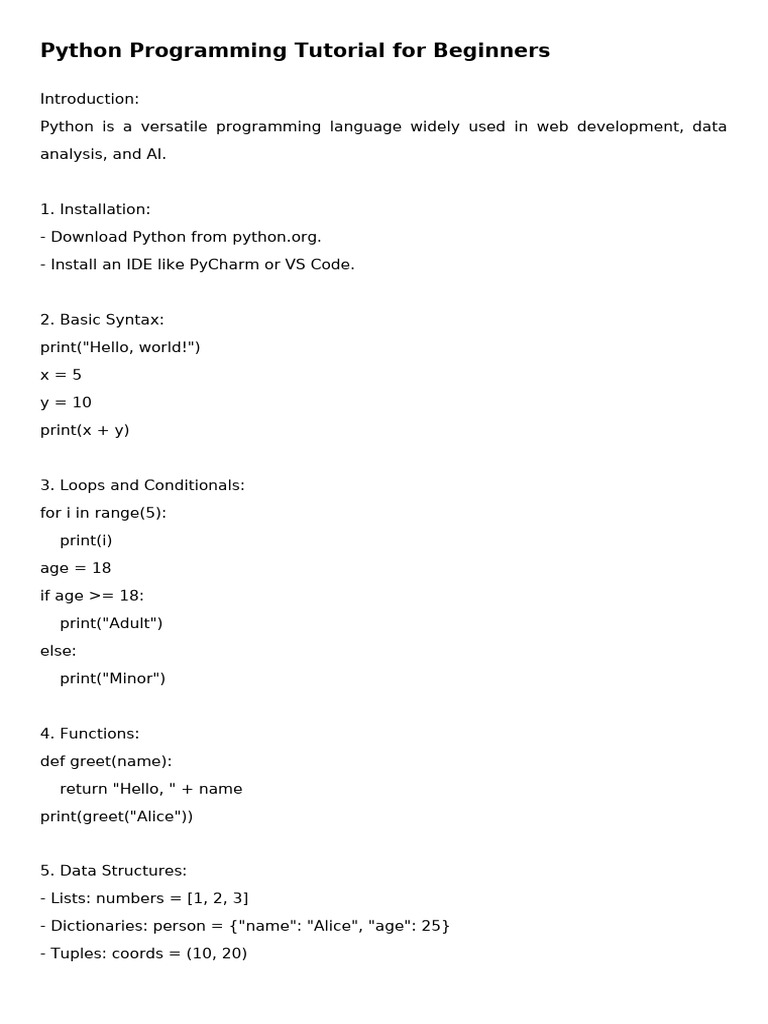 Python Beginner Tutorial | PDF