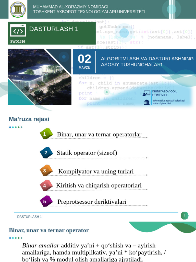 2-Mavzu Algoritmlash Va Dasturlash | PDF