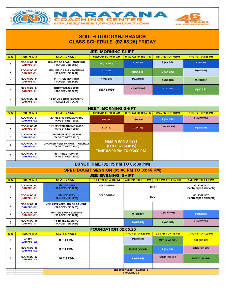 Daily Class Schedule - 02.05.25 Friday | PDF | Schools | Medical Education