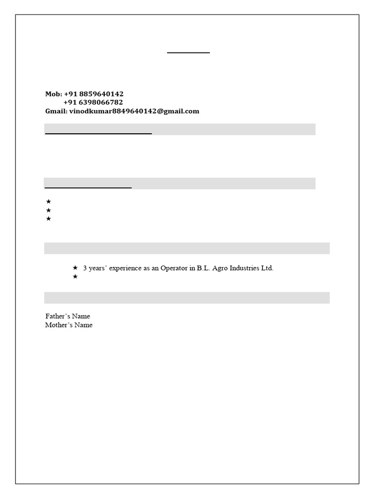 Vinod Kumar Resume | PDF