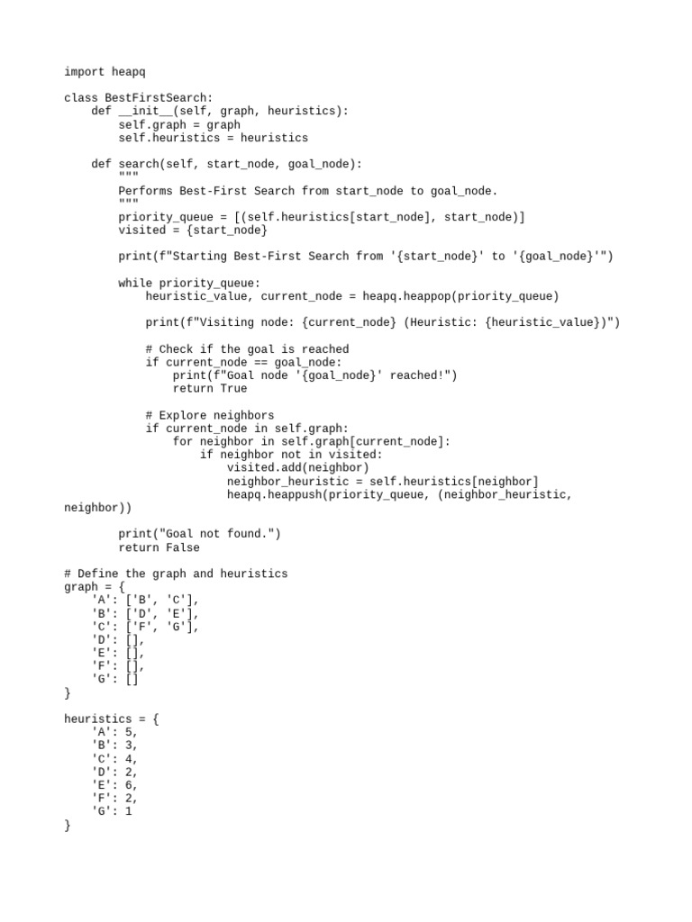 Best-First Search Algorithm Example | PDF