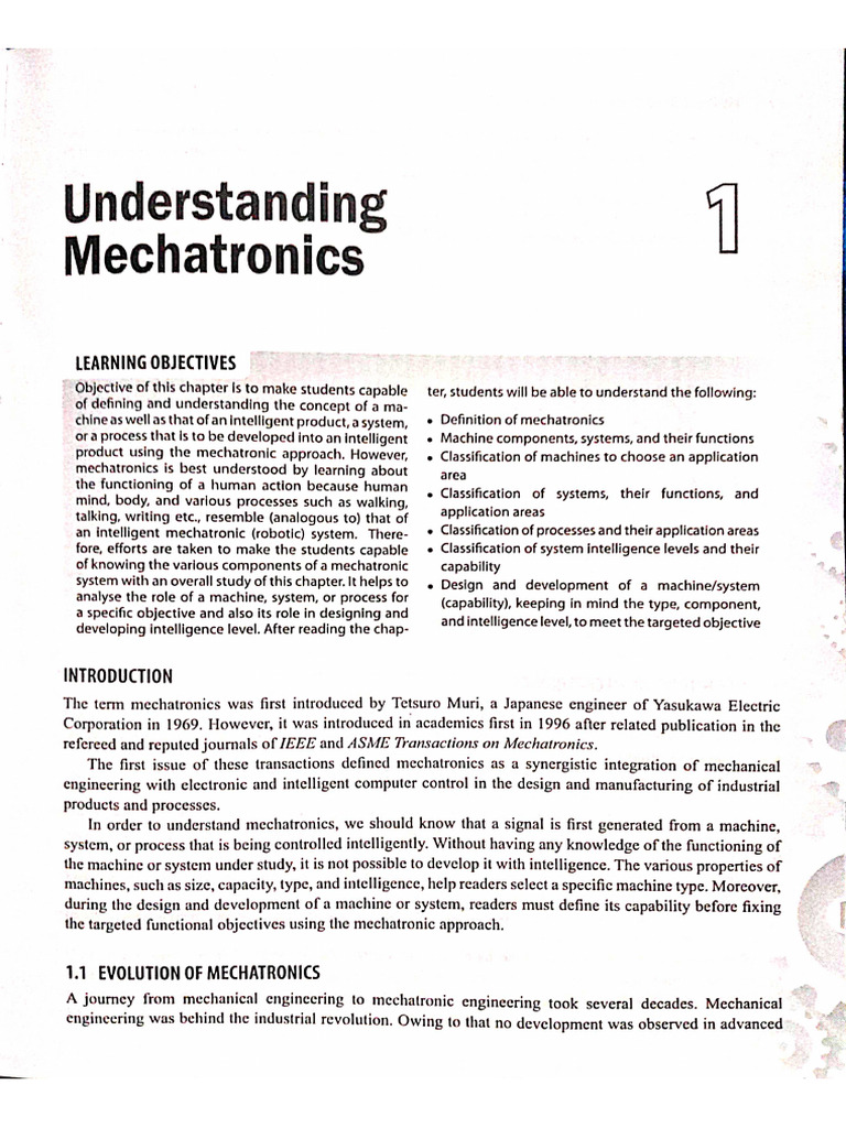 Mechatronics First Unit For Btech First Year | PDF