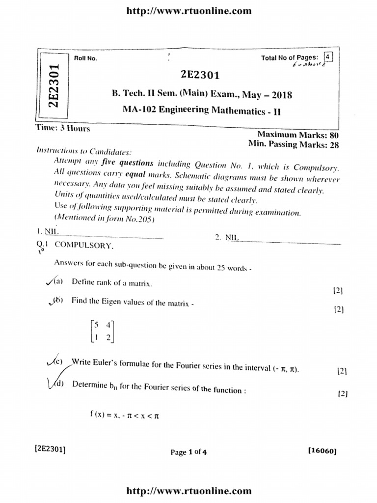 Engineering Mathematics - 2 PYQ's | PDF