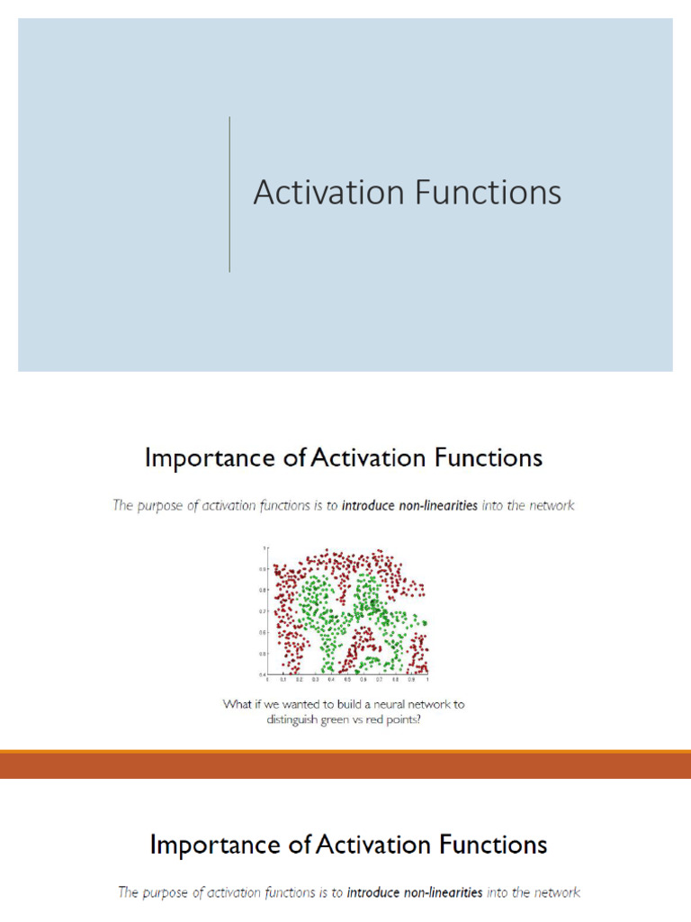 DL Lecture 08 Activation Functions | PDF | Machine Learning | Algorithms