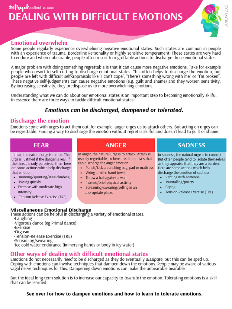 Dealing With Difficult Emotions UPDATED 1748966814 | PDF | Emotions | Anger