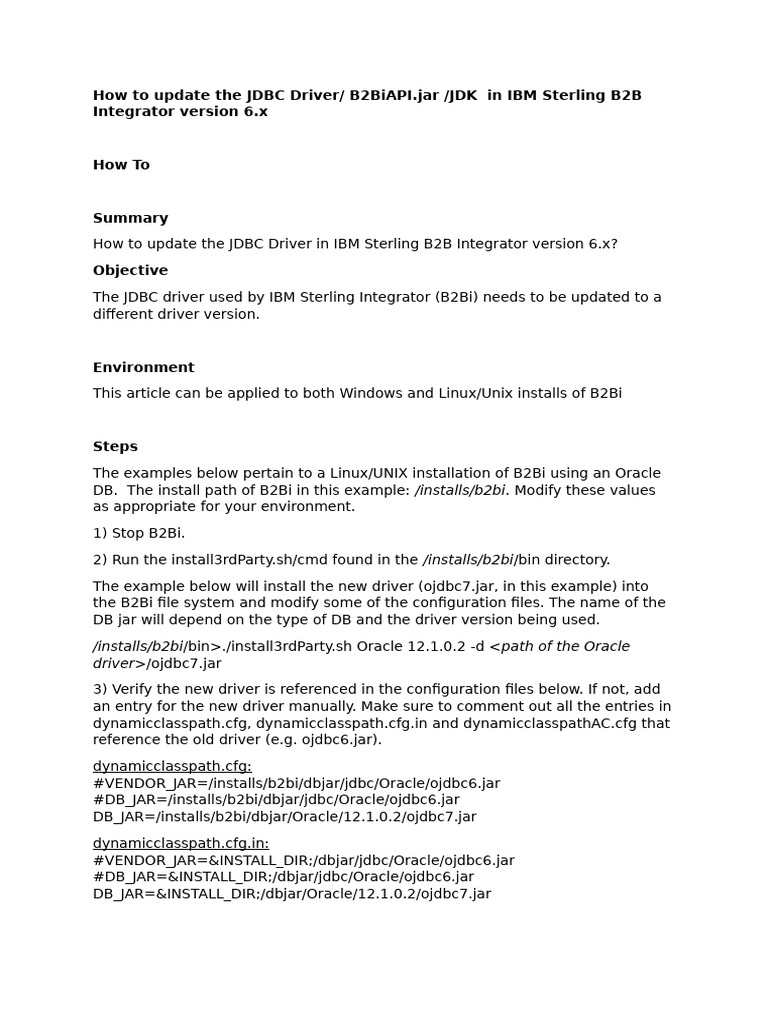 How To Update The JDBC Driver in IBM Sterling B2B Integrator Version 6 ...