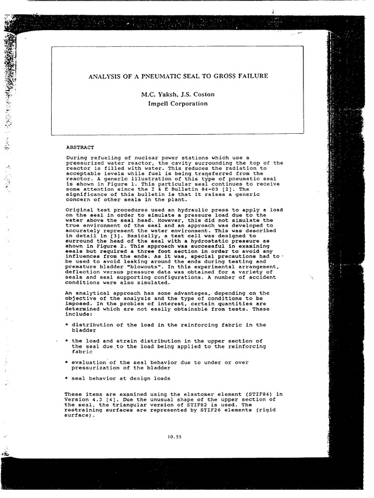 Analysis of A Pneumatic Seal To Gross Failure | PDF