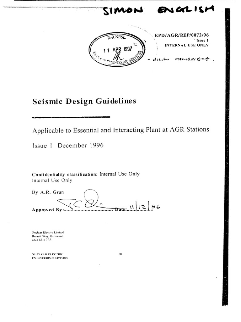AGR Seismic Design Guidelines | PDF