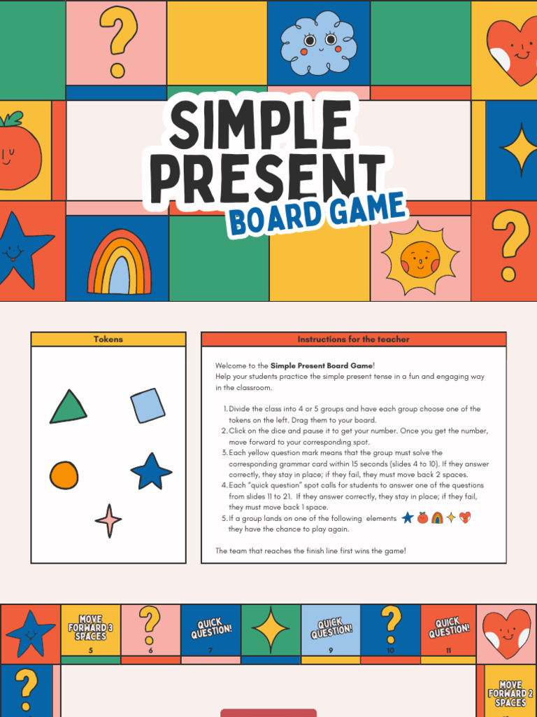 Simple Present Board Game Instructions | PDF | Verb | Semantic Units