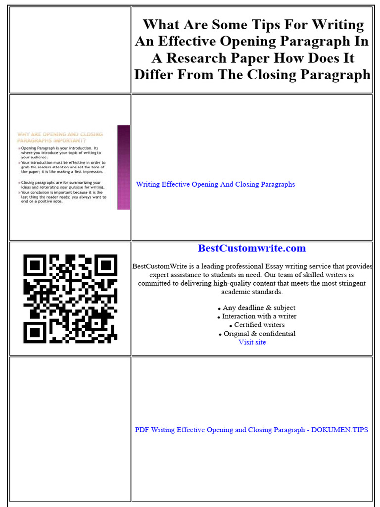 What Are Some Tips for Writing an Effective Opening Paragraph in a ...