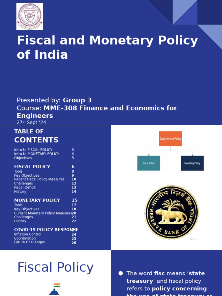 India’s Fiscal and Monetary Policy Overview | PDF | Fiscal Policy ...
