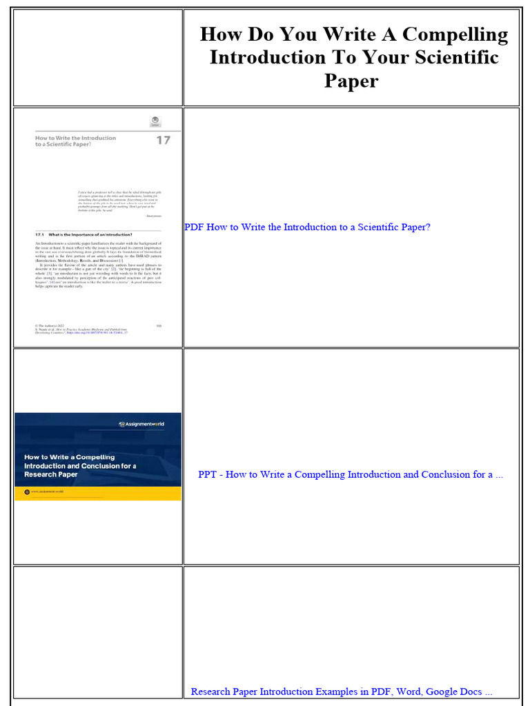How Do You Write a Compelling Introduction to Your Scientific Paper ...