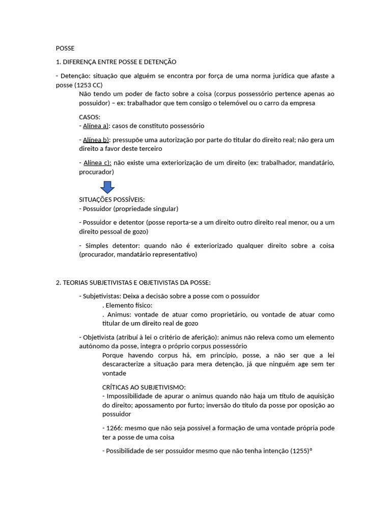 Diferenças e Teorias da Posse Jurídica | PDF | Posse (jurídico ...