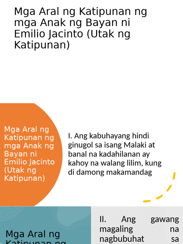 Mga Aral NG Katipunan NG Mga Anak NG Bayan | PDF