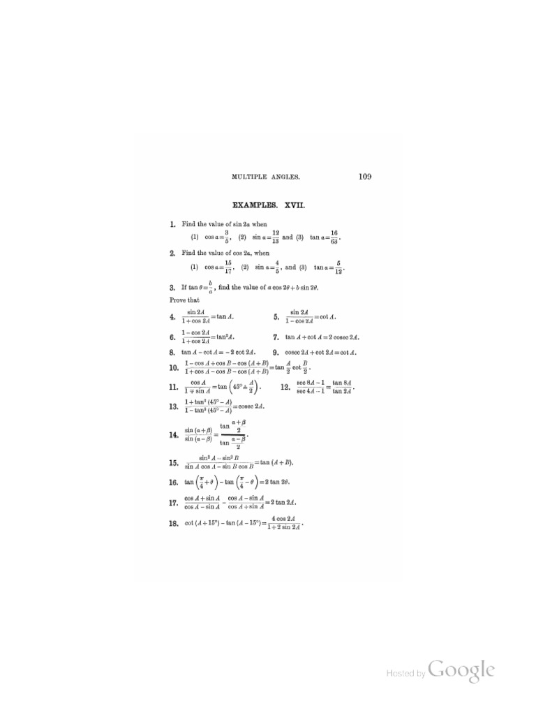 Multiple Angles HW | PDF