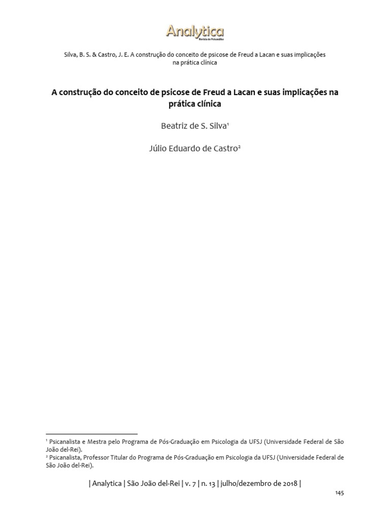 Psicose: Freud e Lacan na Clínica | PDF | Jacques Lacan | Psicanálise