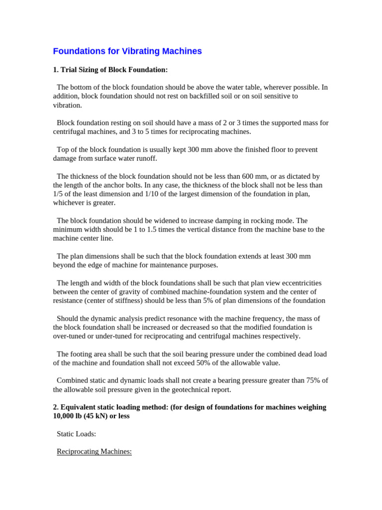 Foundations For Vibrating Machines | PDF | Resonance | Force