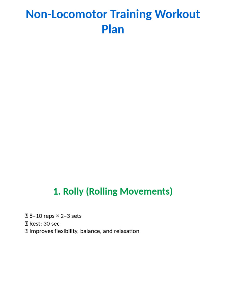 Non Locomotor Training Workout | PDF