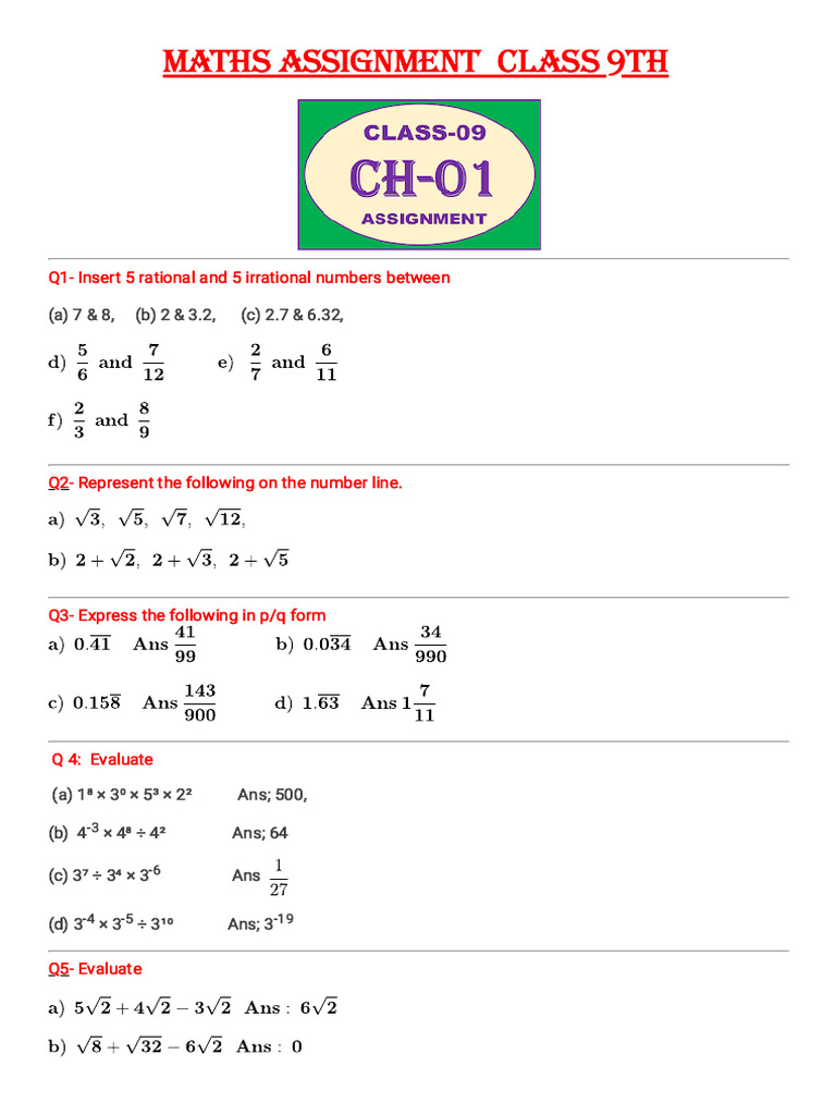 Assignment Ch-1 Class 9th | PDF