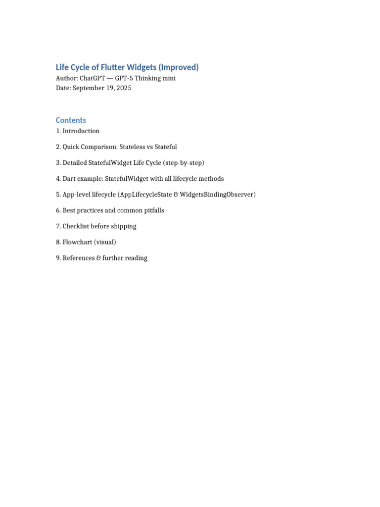 Flutter Lifecycle Improved | PDF | Constructor (Object Oriented Programming) | Programming