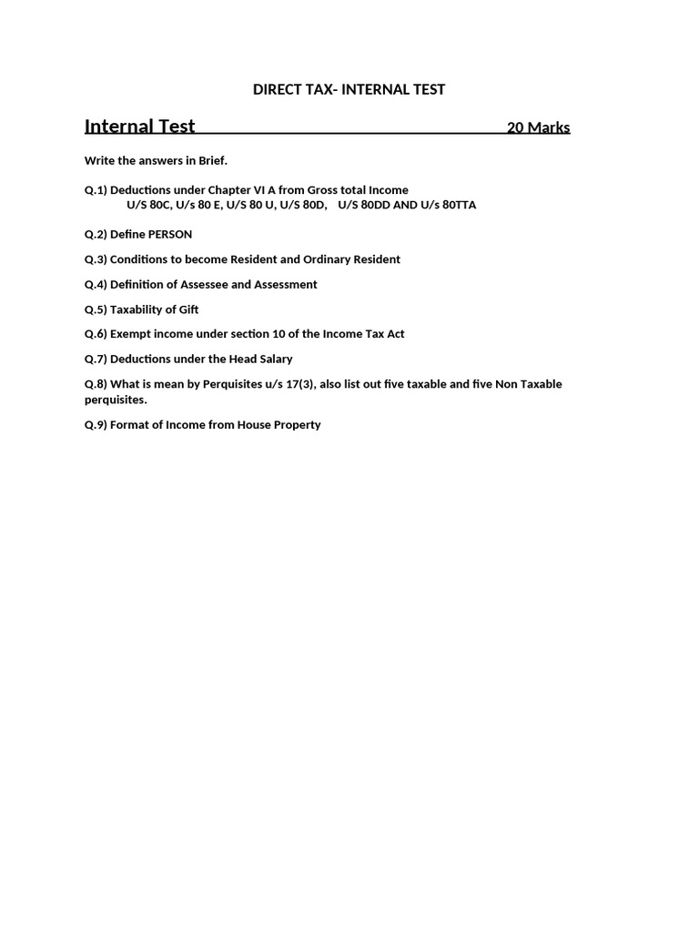 Direct Tax - Sem V | PDF