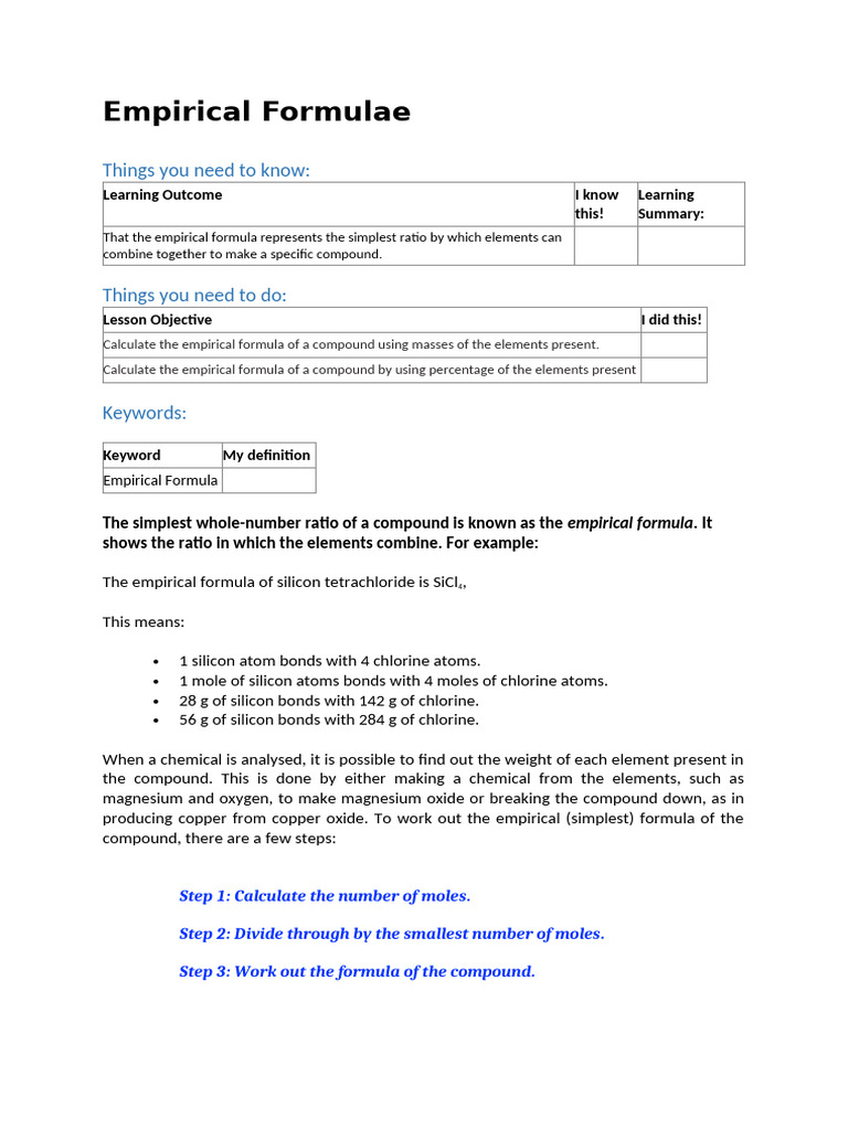 Empirical Formulae 49 | PDF | Mole (Unit) | Chemical Compounds
