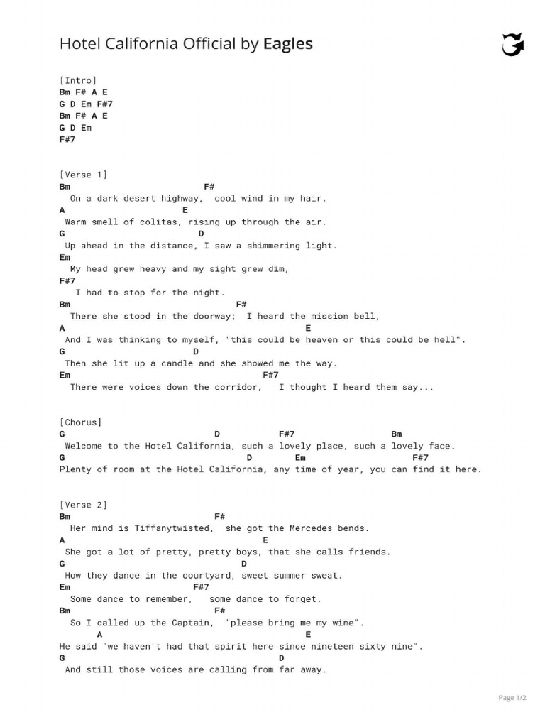 Hotel California Official | PDF