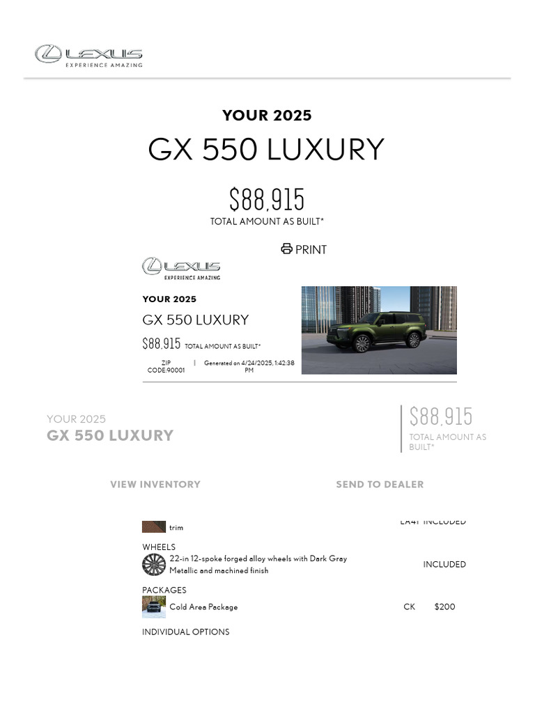 2025 Lexus GX 550 Build Overview | PDF | Lexus | Motor Vehicle