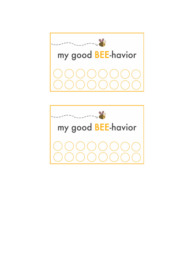 Good Behavior Punch Cards Orange | PDF