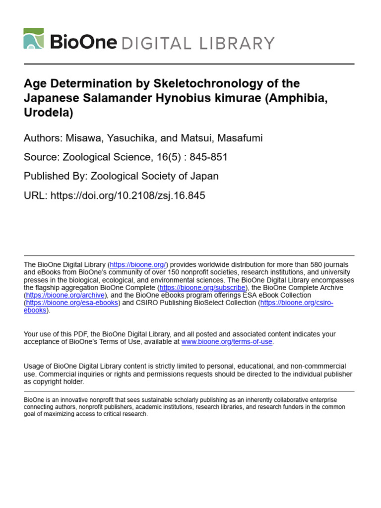 Age Determination by Skeletochronology of The Japanese Salamander ...