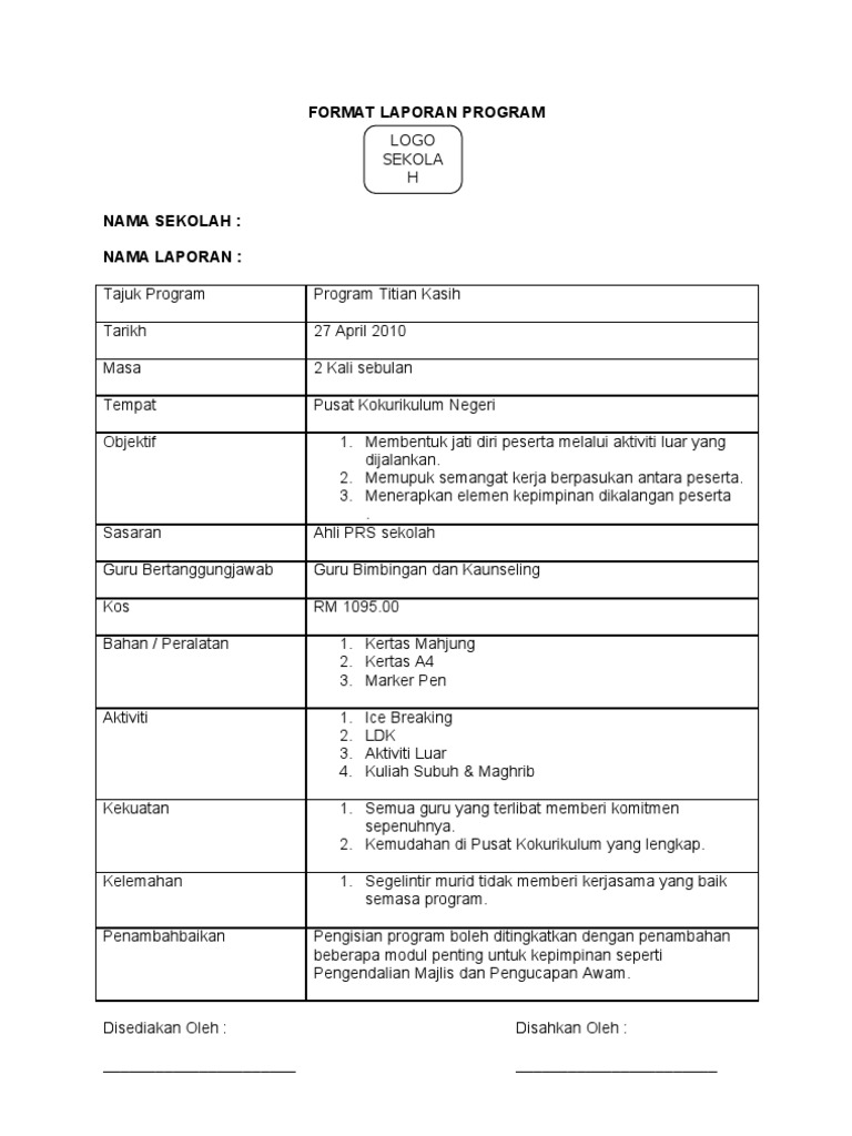 Format Laporan Program | PDF