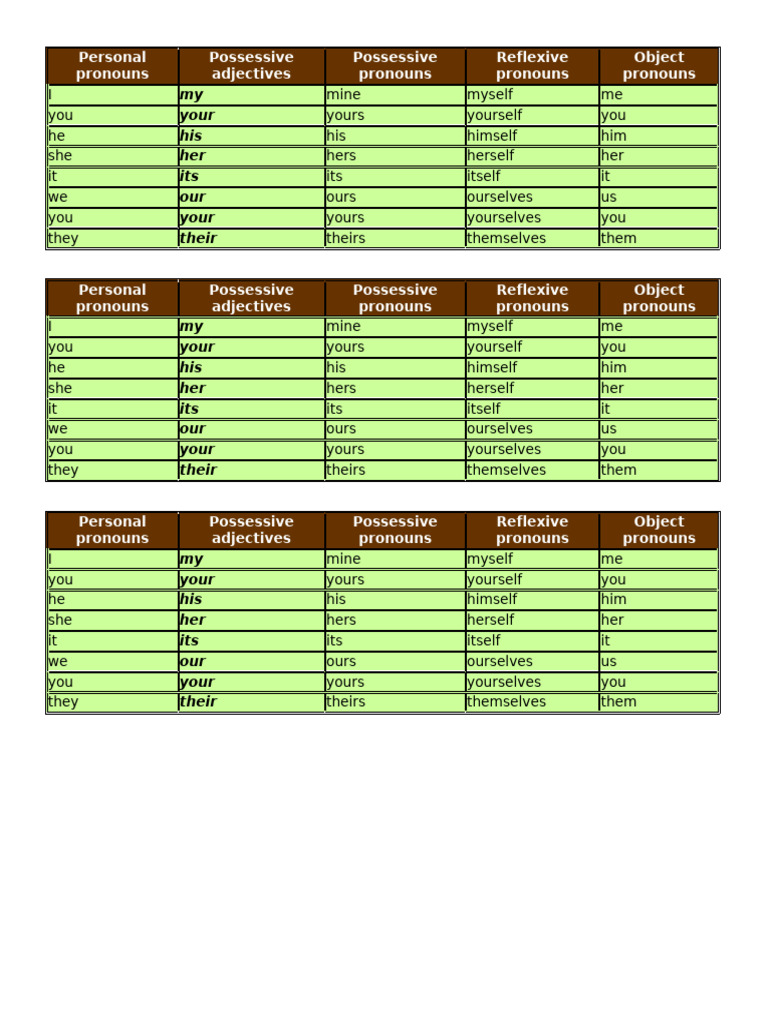 Possesive Pronouns | PDF