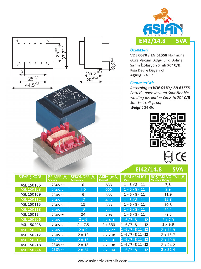 12v 5va Kapali Trafo Datasheet | PDF | Electrical Equipment | Components
