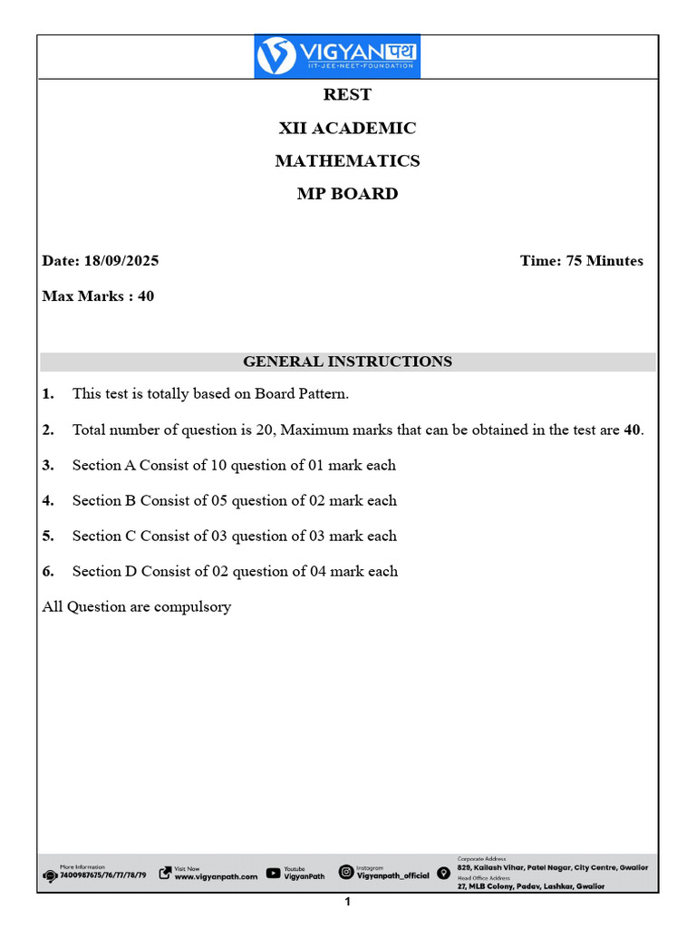 Sbts-01 Maths Solutions MP (18!09!25) | PDF | Chess Theory | Chess