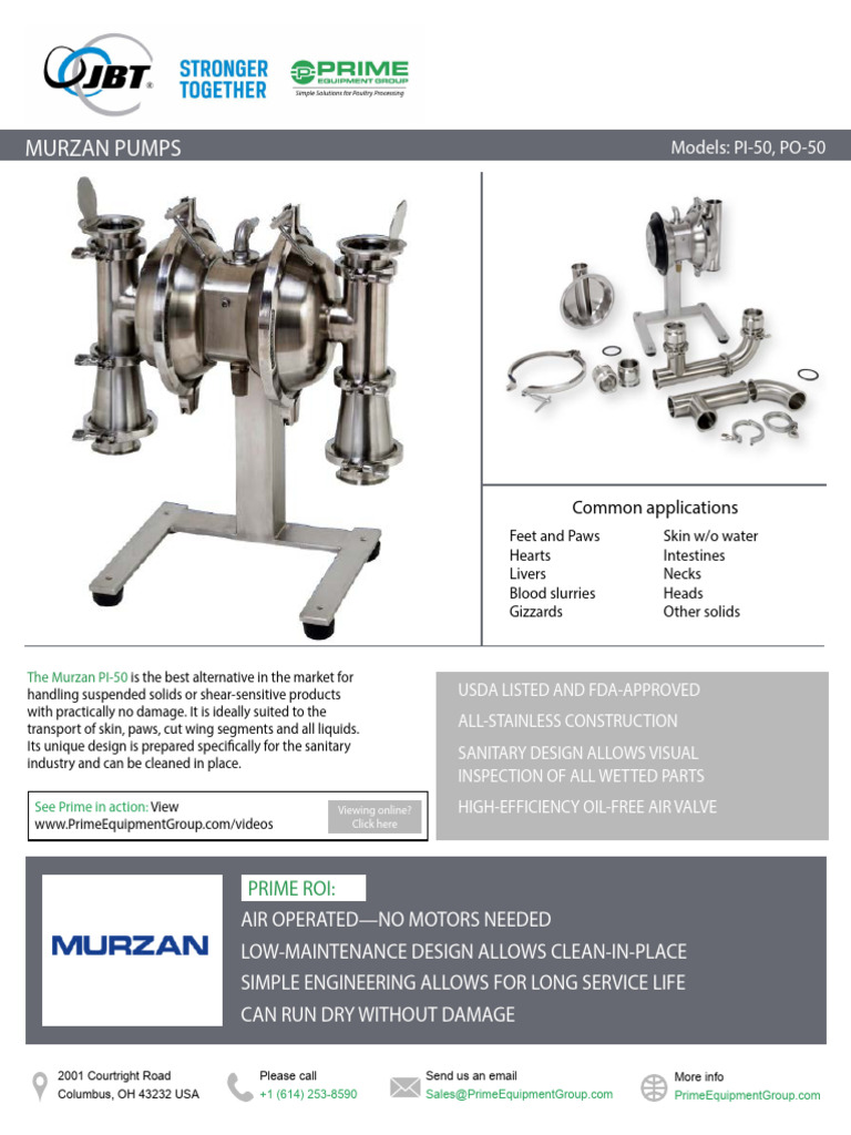 Murzan Sanitary Pumps | PDF