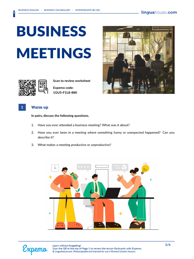 Business Meetings British English Teacher B1 B2 | PDF | Brainstorming ...