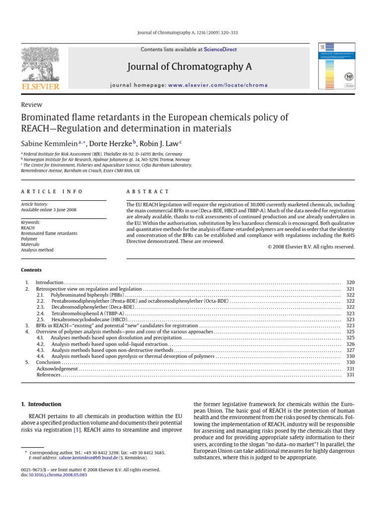 (3) Brominated Flame Retardants in the European Chemicals Policy of ...