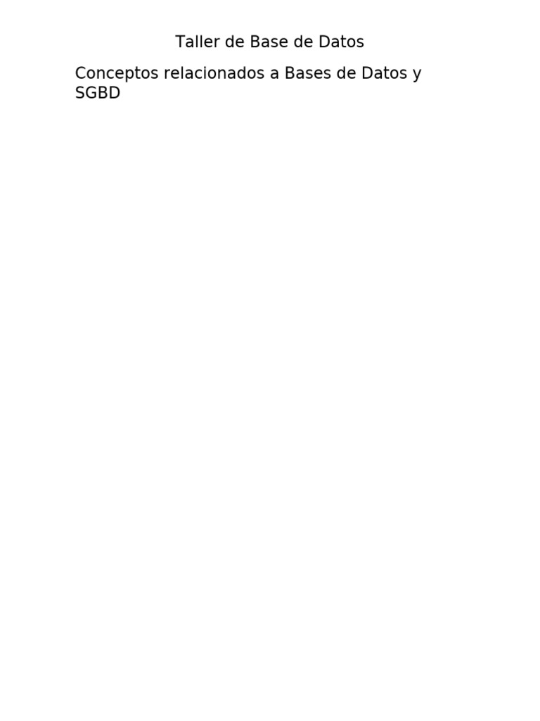 Conceptos Relacionados A Bases de Datos y SGBD | PDF