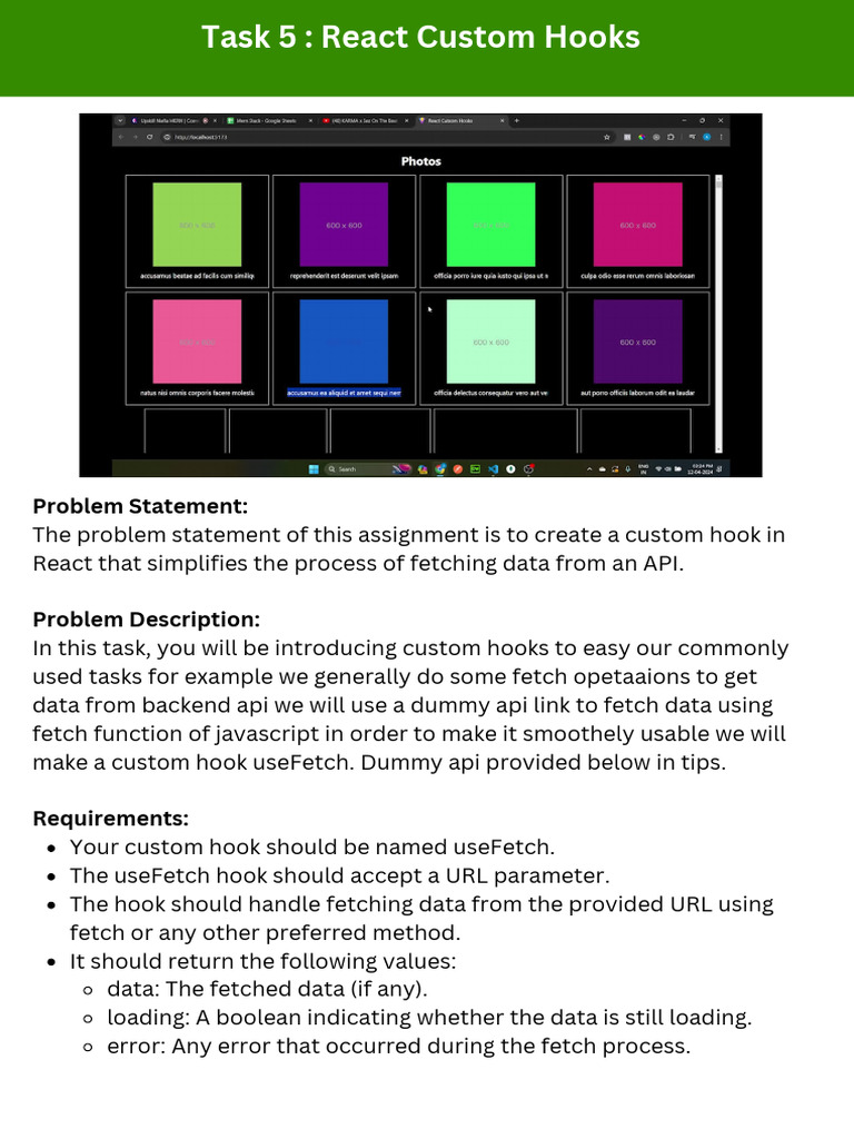 Assignment 5 React Cusom Hooks | PDF
