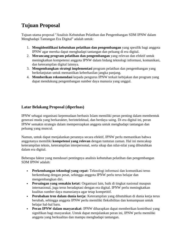 Analisis Kebutuhan Pelatihan SDM IPNW | PDF